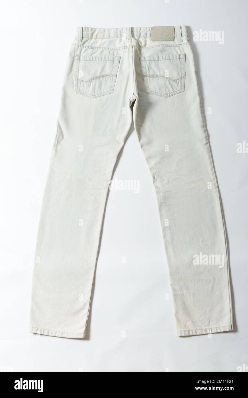 Back view of an Ice blue colored jeans on a white background Stock ...