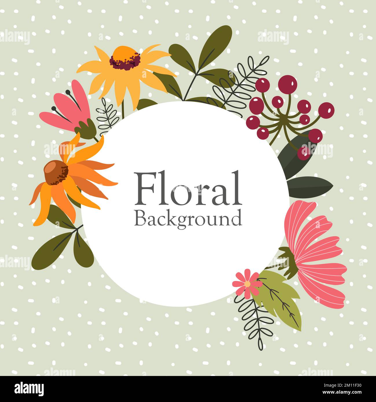 flat floral template for your text in illustration Stock Vector Image ...