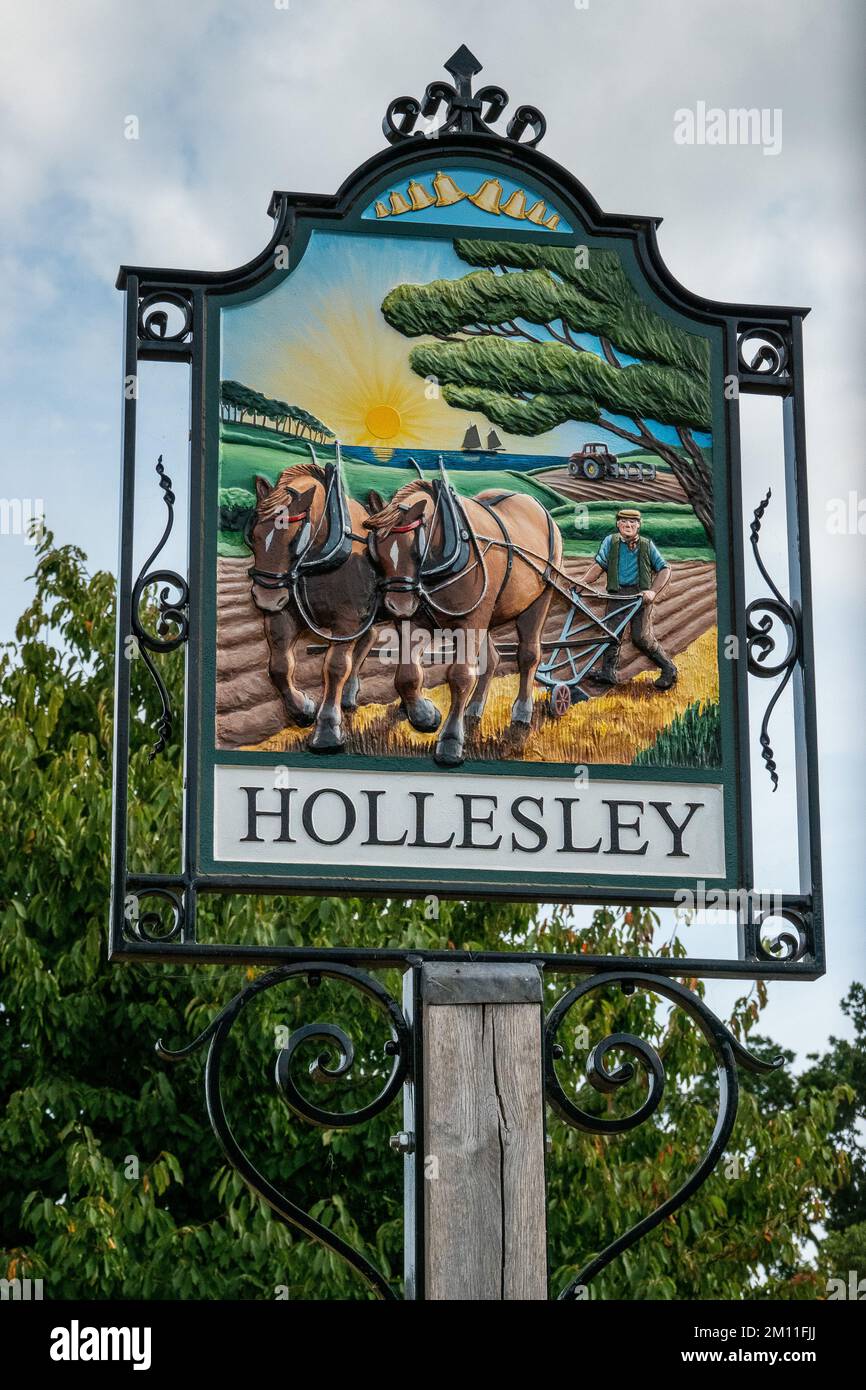 Hollesley Village Sign Stock Photo - Alamy
