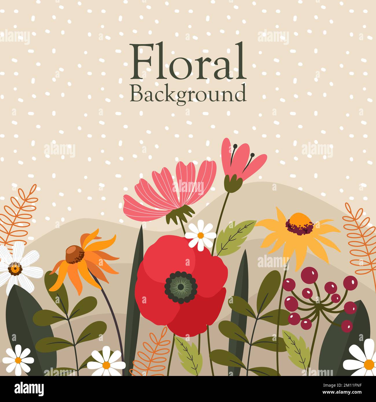 cartoon flat flower background in vector and illustration Stock Vector ...