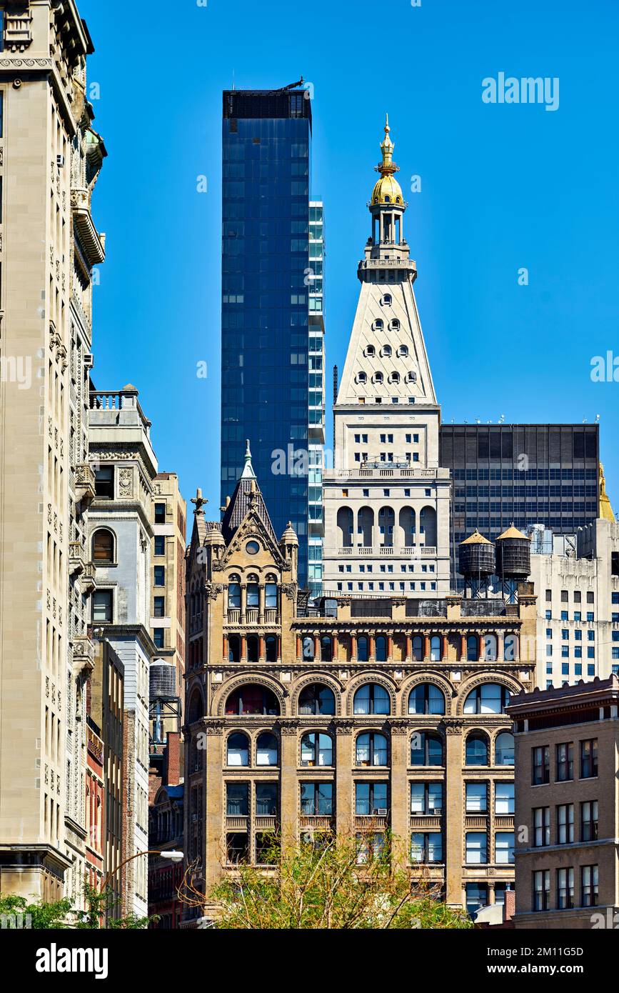 New York. Manhattan. United States. Different architectures downtown ...
