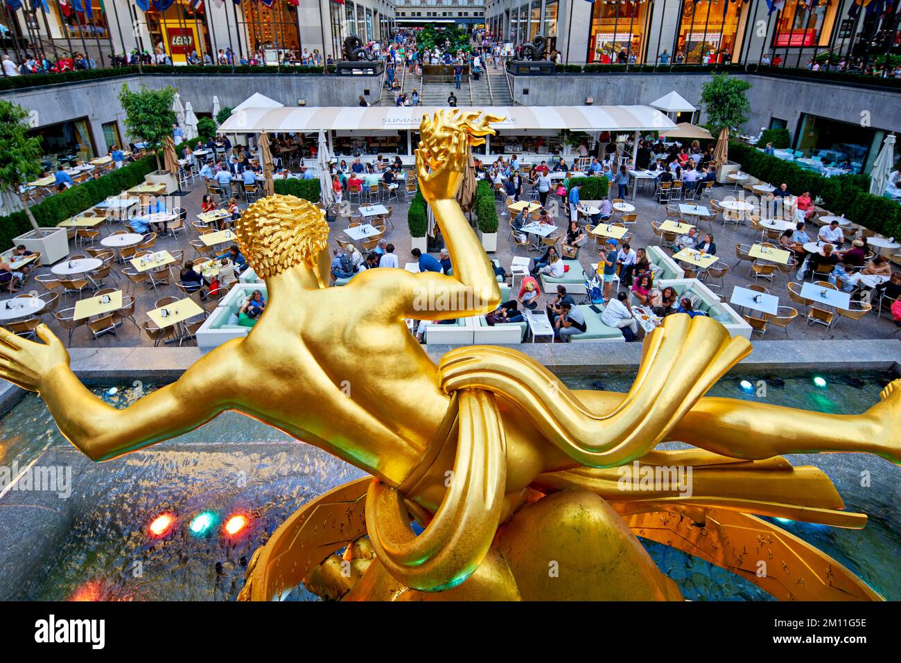 New York. Manhattan. United States. Prometheus golden statue at ...