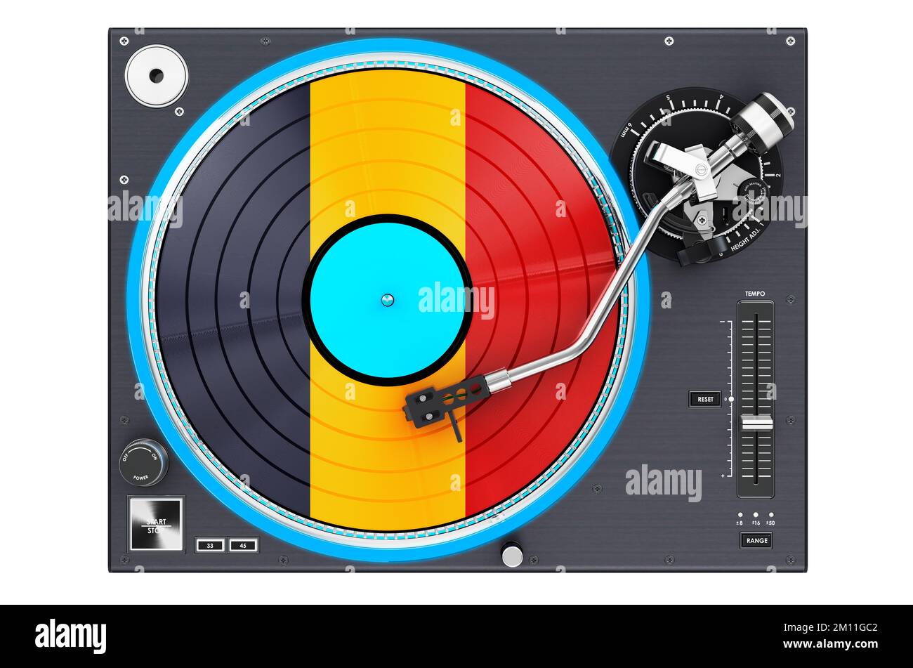 Phonograph Turntable with Chadian flag, 3D rendering isolated on white ...