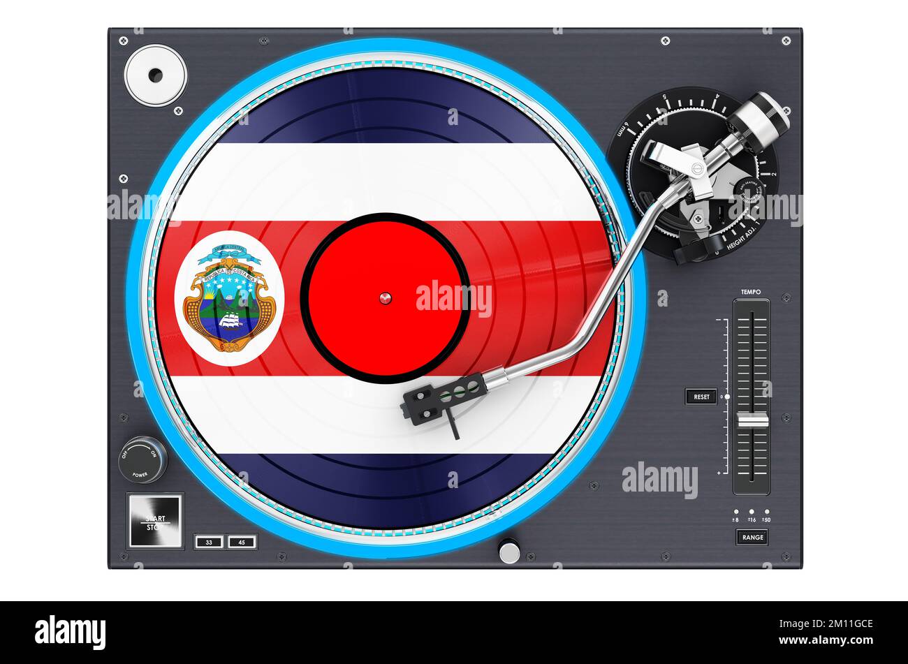 Phonograph Turntable with Costa Rican flag, 3D rendering isolated on ...