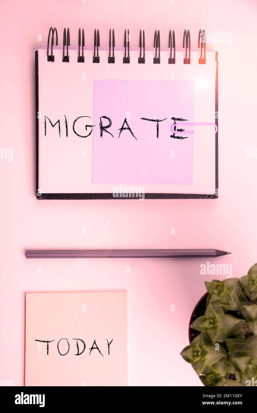 Inspiration showing sign Migrate. Word Written on to move or travel ...