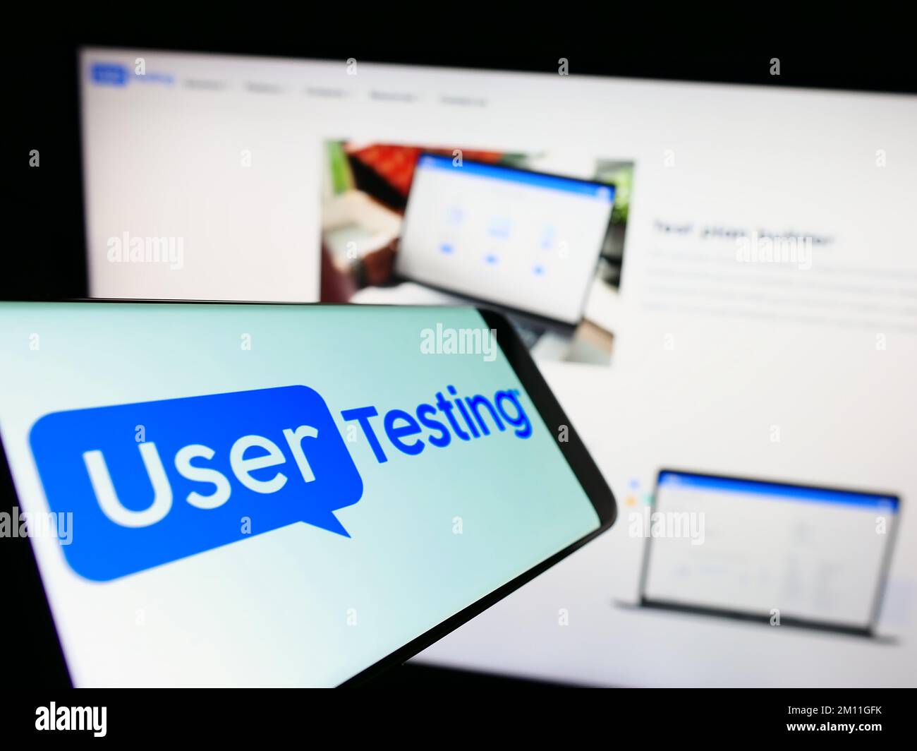 Mobile phone with logo of American customer experience company ...