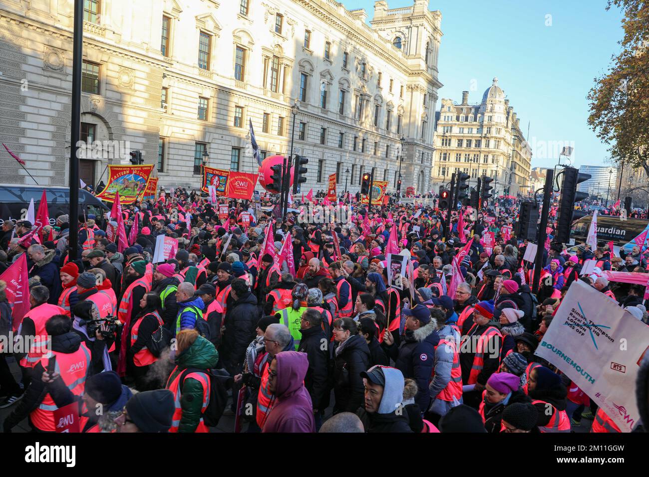 LONDON, 9th December, 2022. Thousands of Postal Workers attend a rally ...