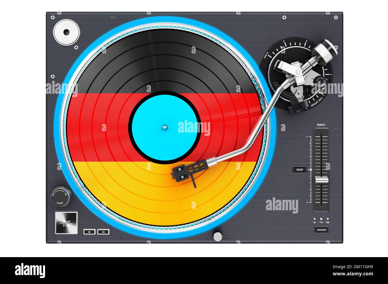 Phonograph Turntable with German flag, 3D rendering isolated on white ...