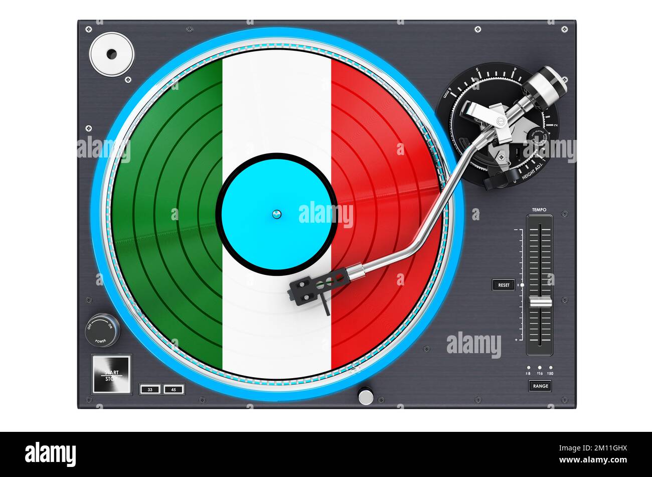 Phonograph Turntable with Italian flag, 3D rendering isolated on white ...