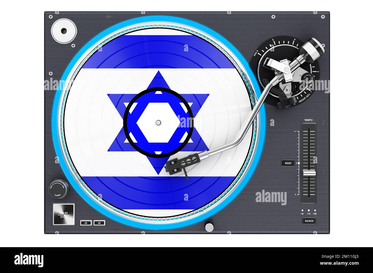 Phonograph Turntable with Israeli flag, 3D rendering isolated on white ...