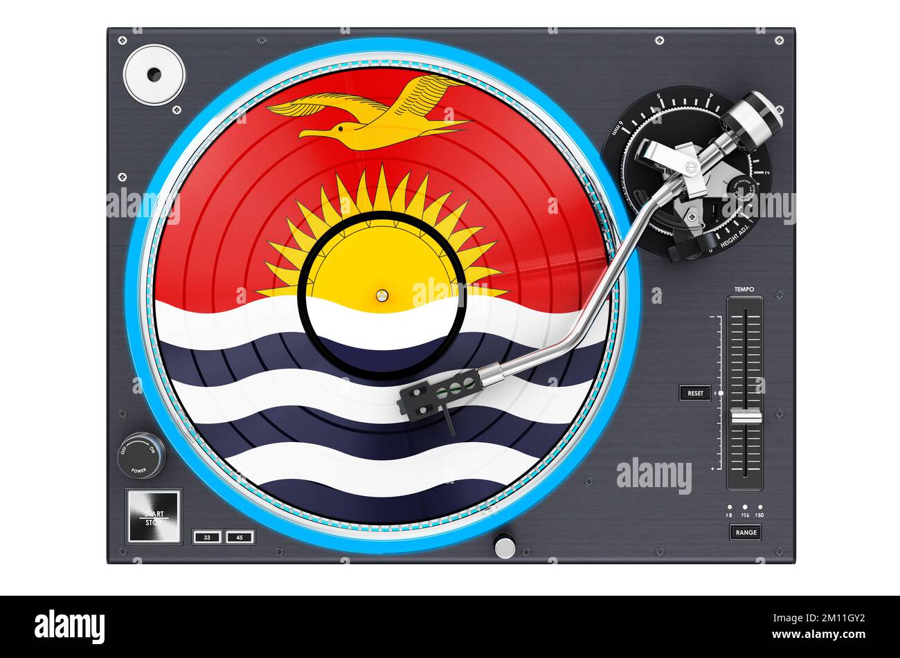 Phonograph Turntable with Kiribatian flag, 3D rendering isolated on ...