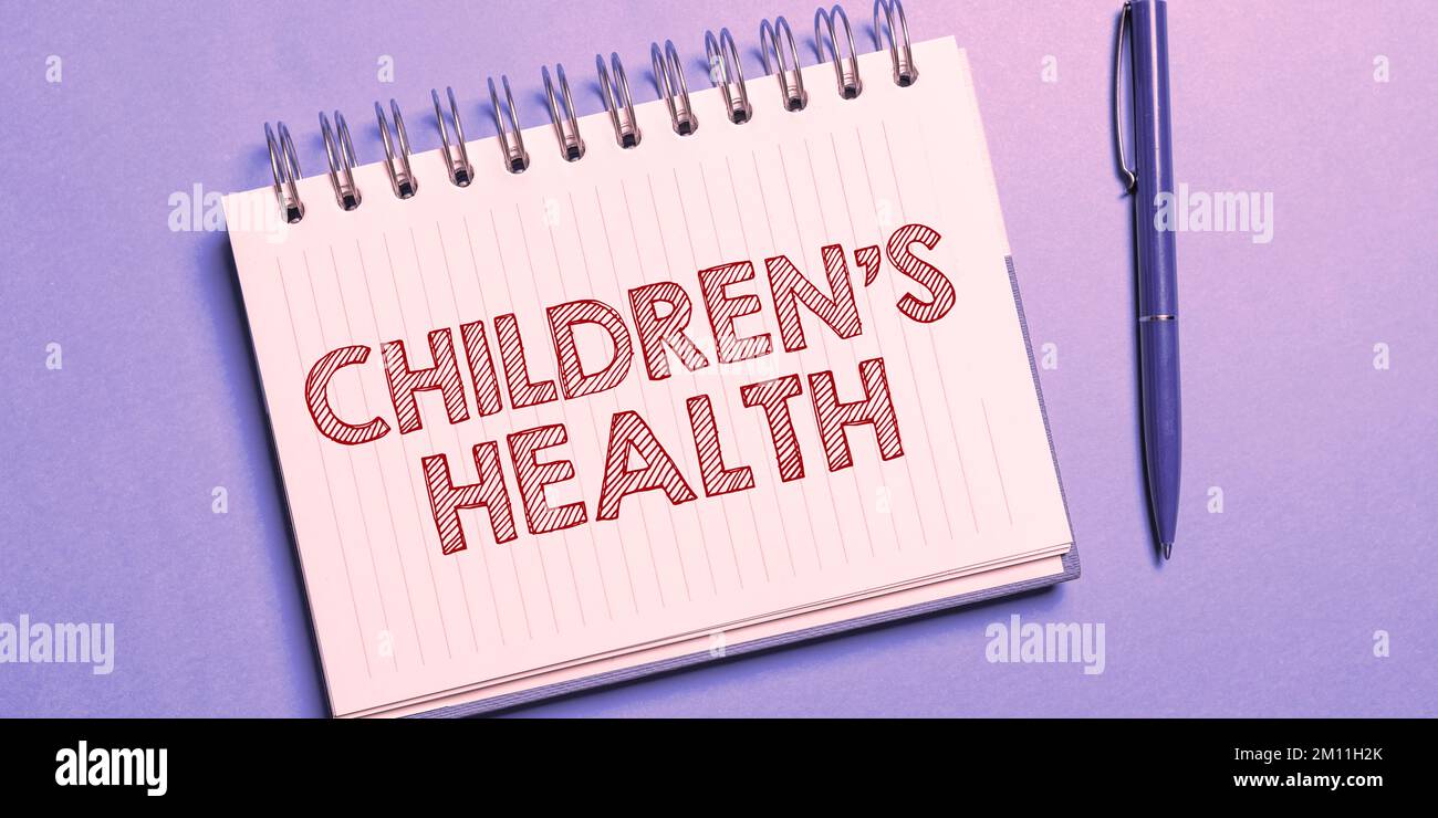 Hand writing sign Children's Health. Business idea kid condition of ...