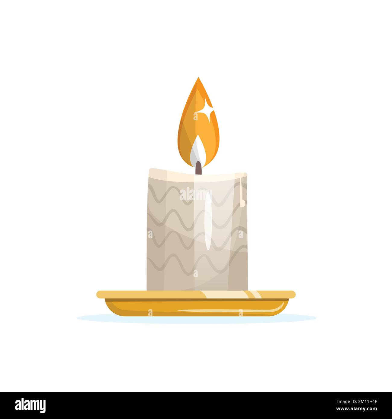 Candle with flame over a golden tray. Hope and faith concept. Vector ...