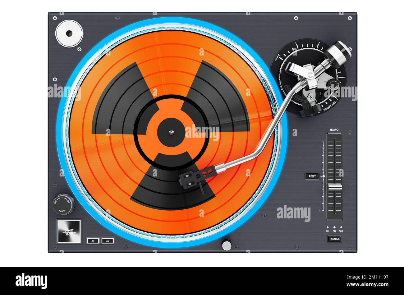 Phonograph Turntable with radiation sign, 3D rendering isolated on ...