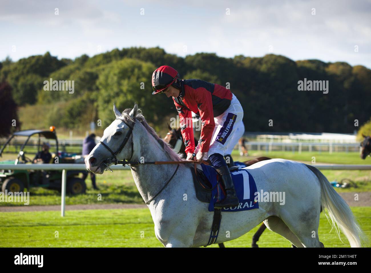 Jockey Daniel Muscutt riding Silver Samurai at York Races Stock Photo ...
