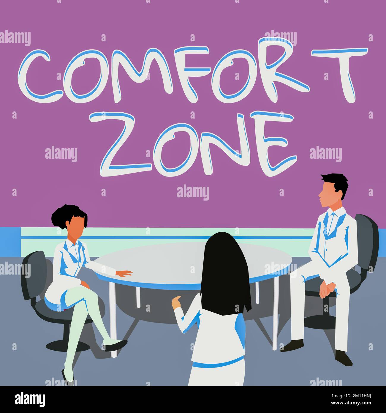 Conceptual display Comfort Zone. Business showcase A situation where ...