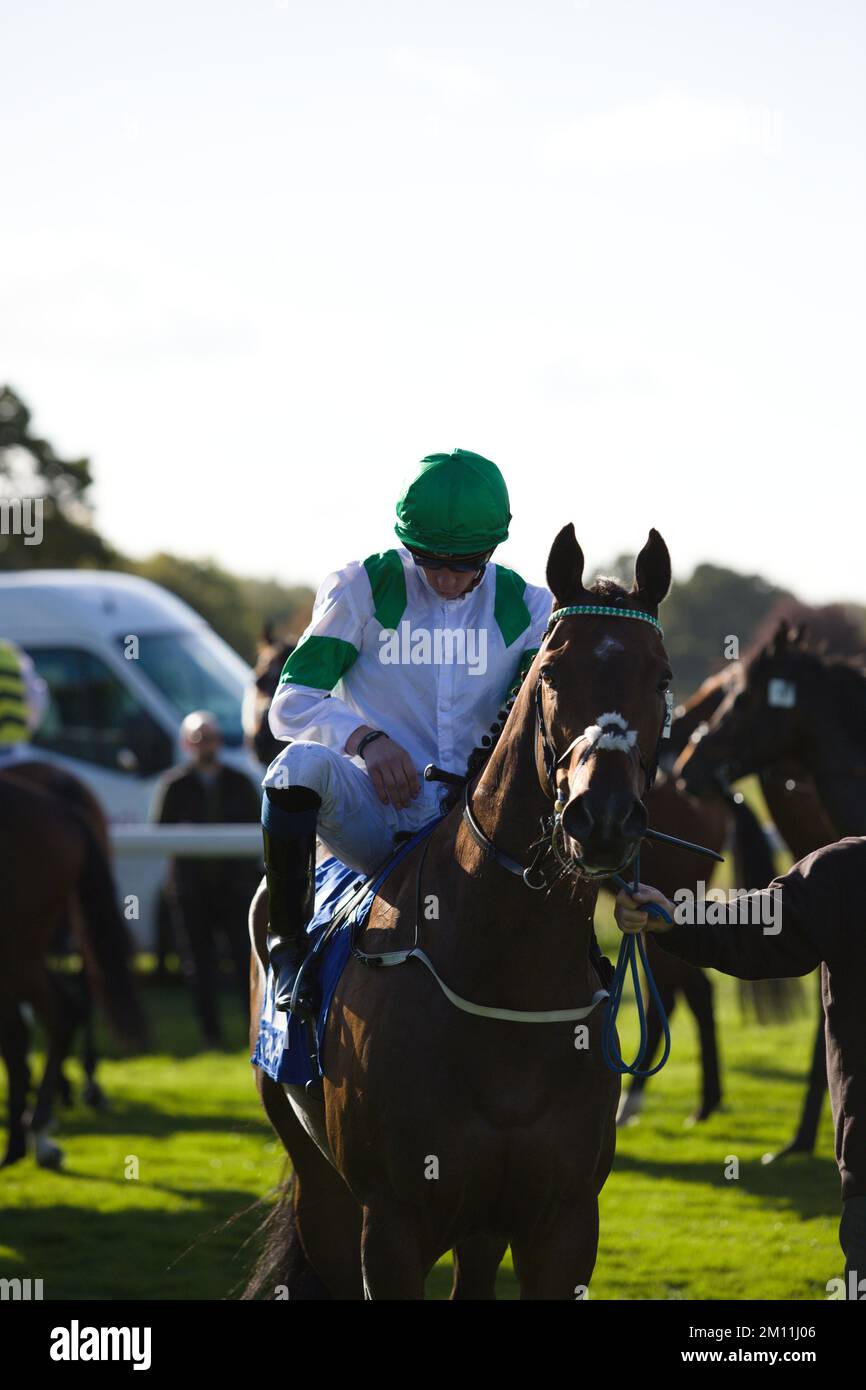 Jockey Sam James on Exalted Angel at York Races Stock Photo - Alamy