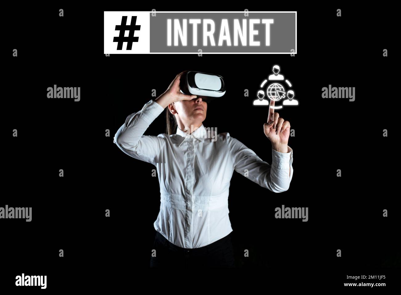 Text caption presenting Intranet. Concept meaning local or restricted ...