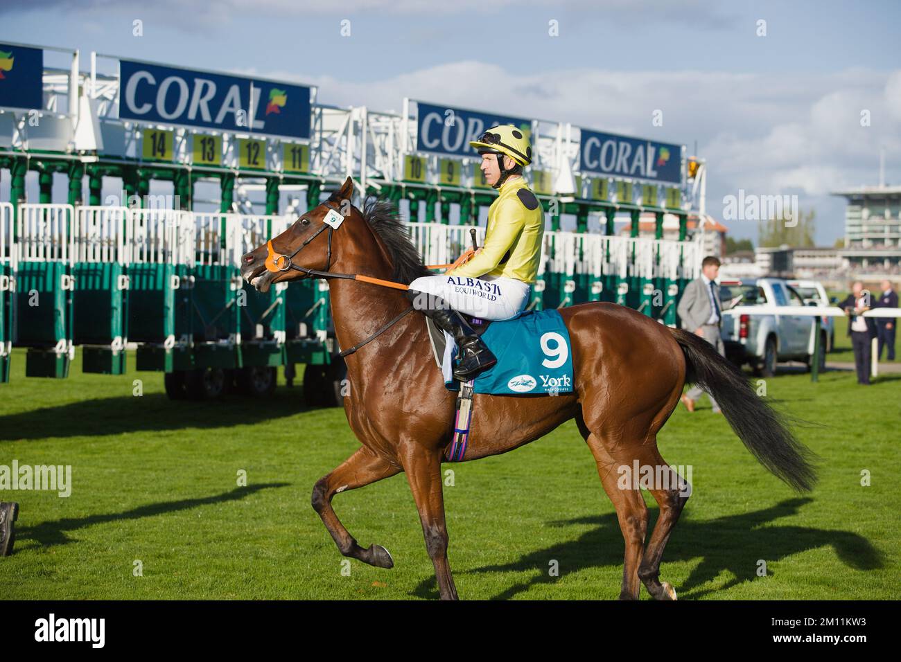 Jockey Pat Dobbs on King Sharja before the start of a race at York ...
