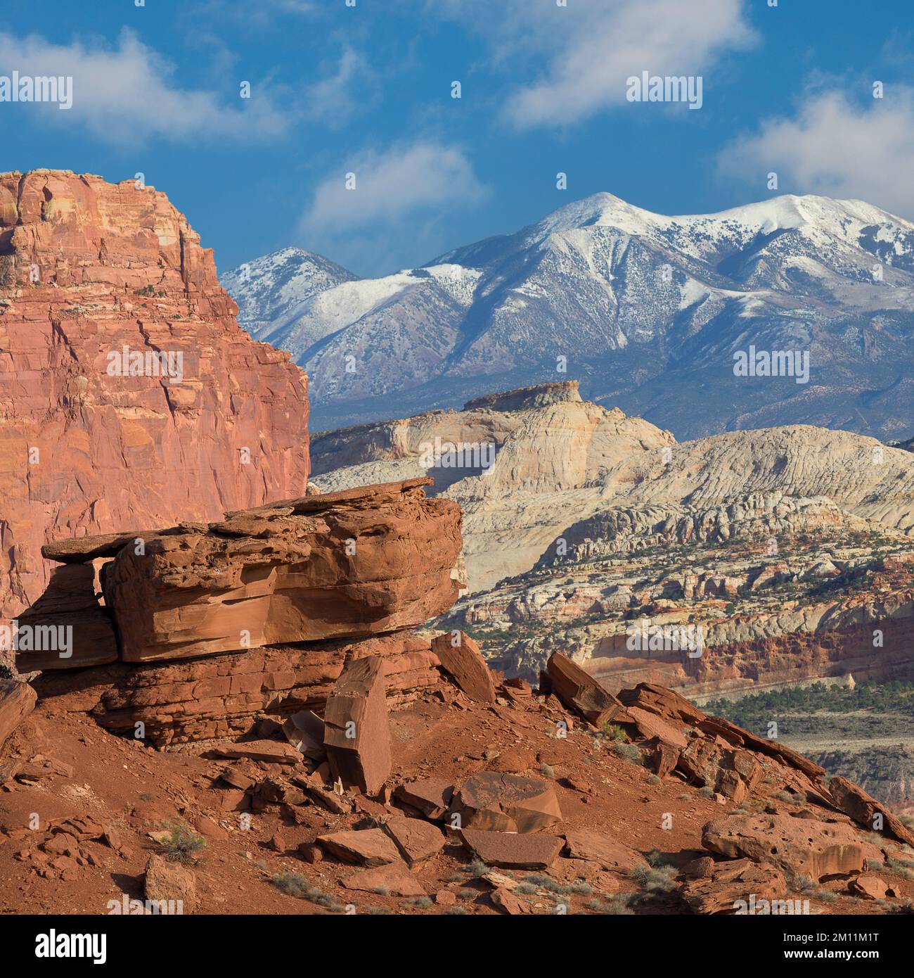 View of layered geology from Panorama Point in Capitol Reef National ...