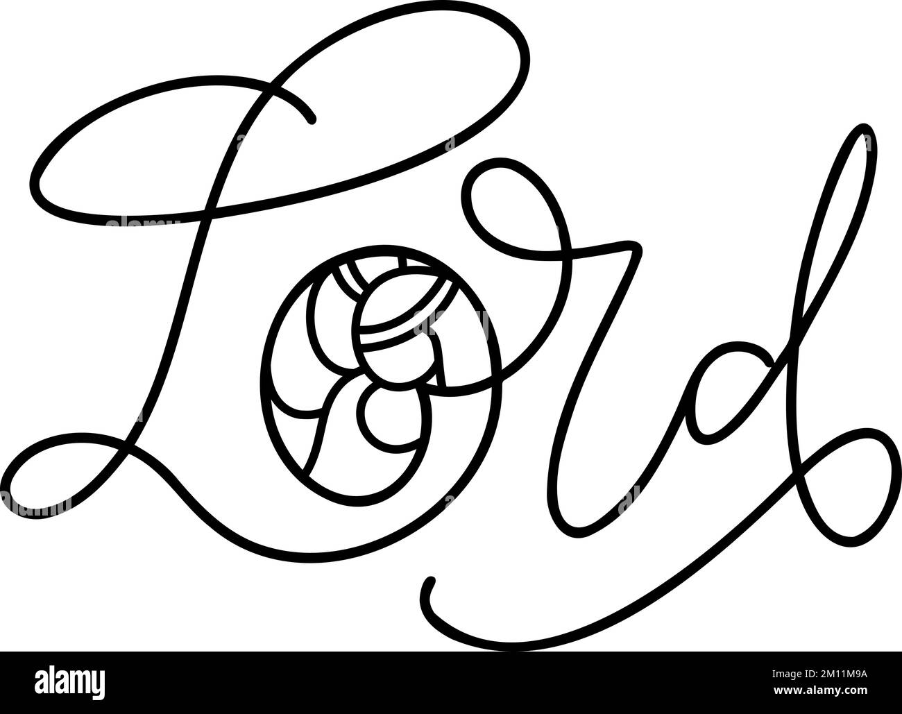 Lord monoline calligraphy text word and Christmas Vector religious ...