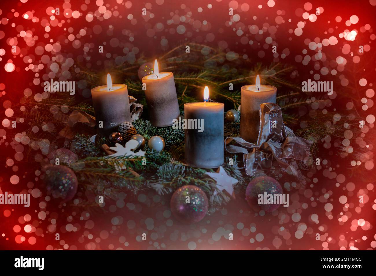 Advent wreath, the fourth Advent Stock Photo - Alamy