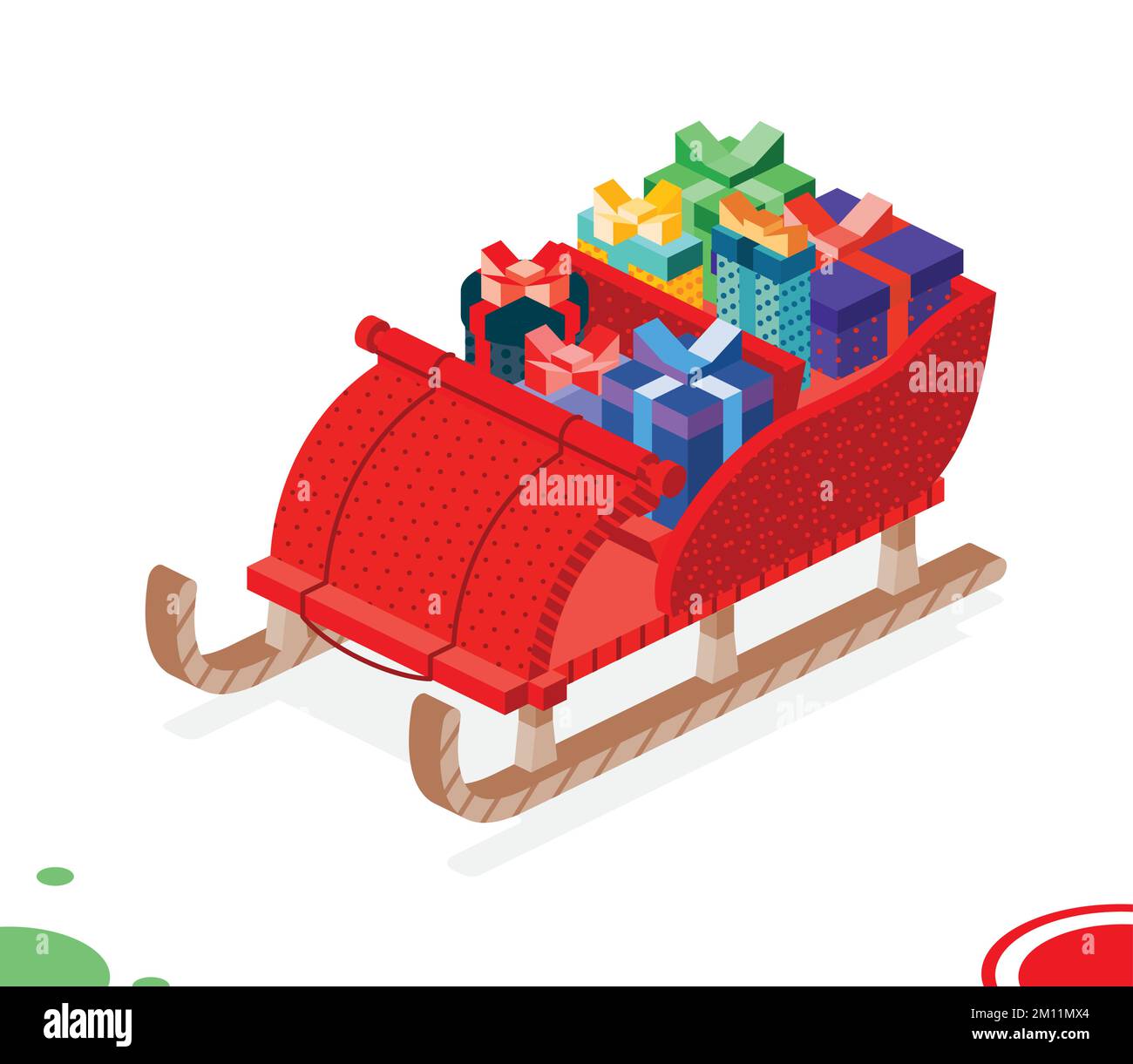 Isometric Christmas Open Sleigh with Bunch Gift Boxes. Holiday Concept ...