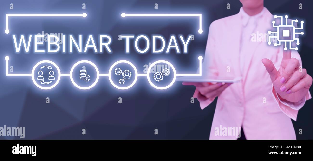 Text showing inspiration Webinar Today. Word Written on live online ...