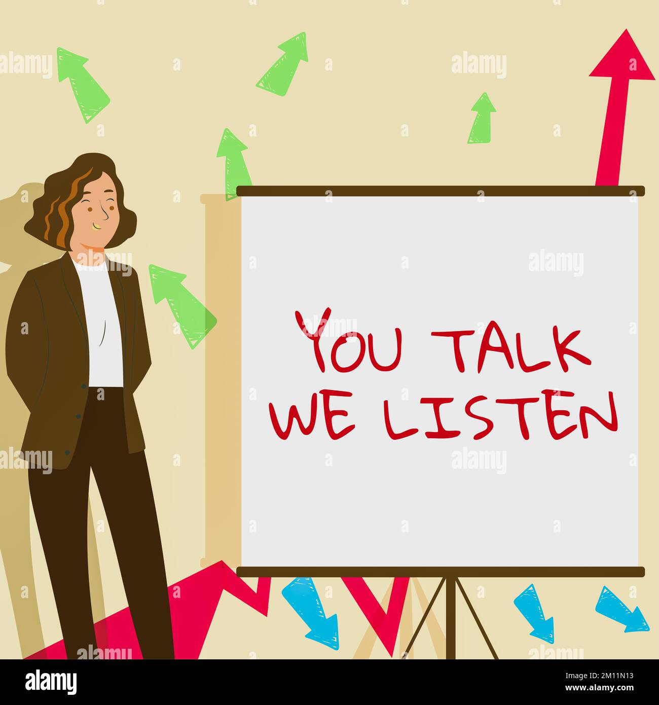 Text showing inspiration You Talk, We Listen. Business concept Two Way ...