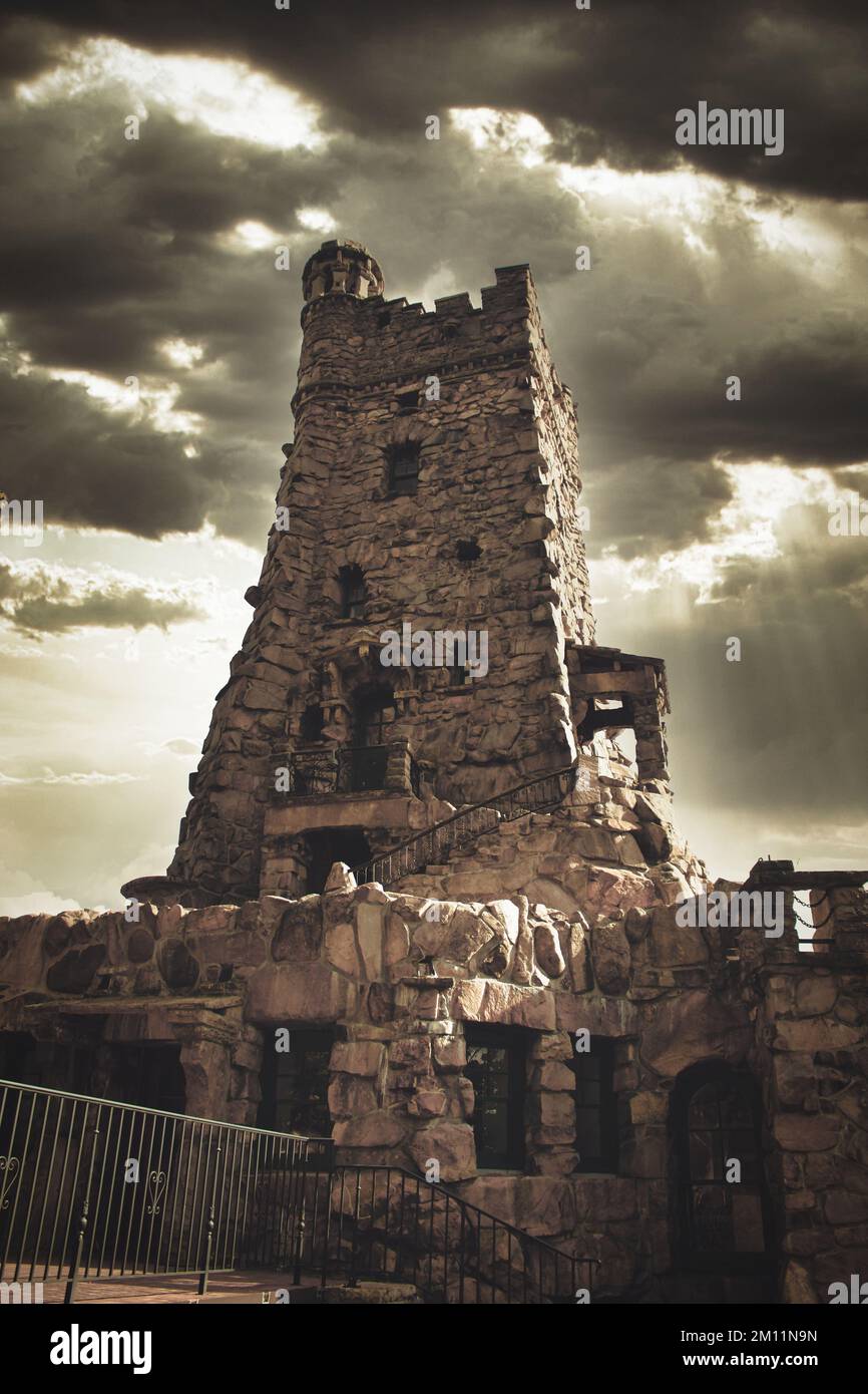 An old ruined tower on a cloudy day Stock Photo - Alamy