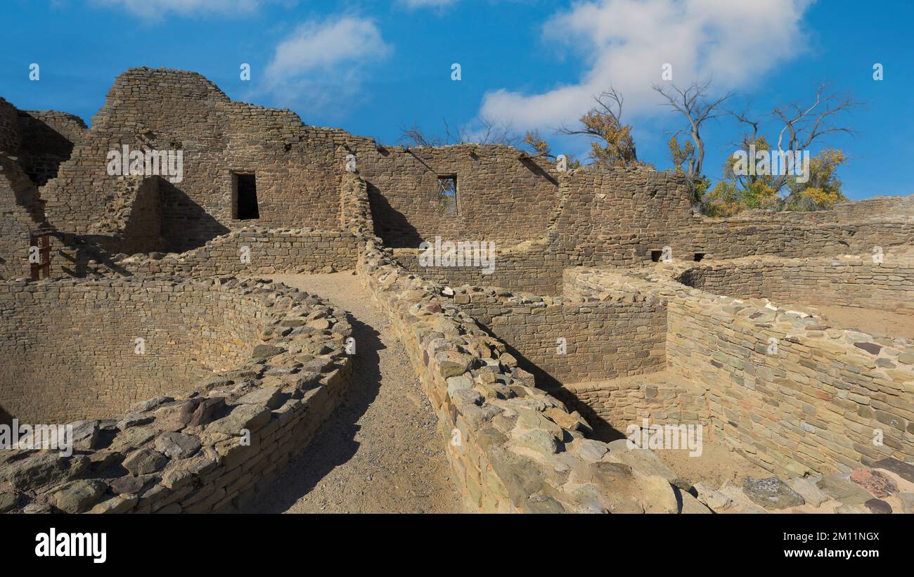 Pueblo Indian ruins at Aztec Ruins National Monument on Ruins Road in ...