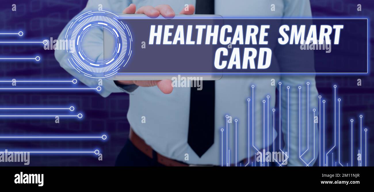 Writing displaying text Healthcare Smart Card. Word Written on A card ...