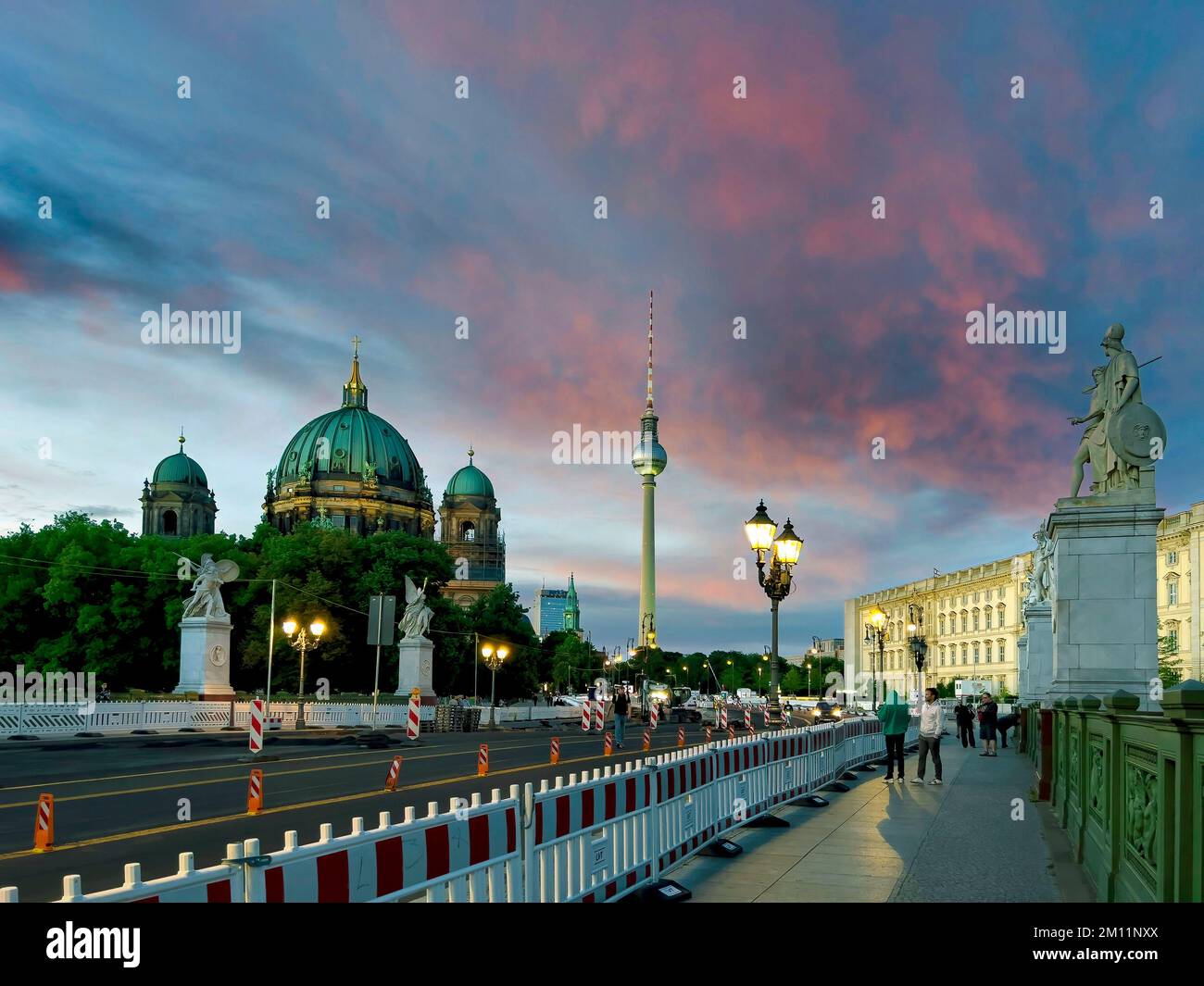Evening atmosphere at berlin cathedral with tv tower hi-res stock ...