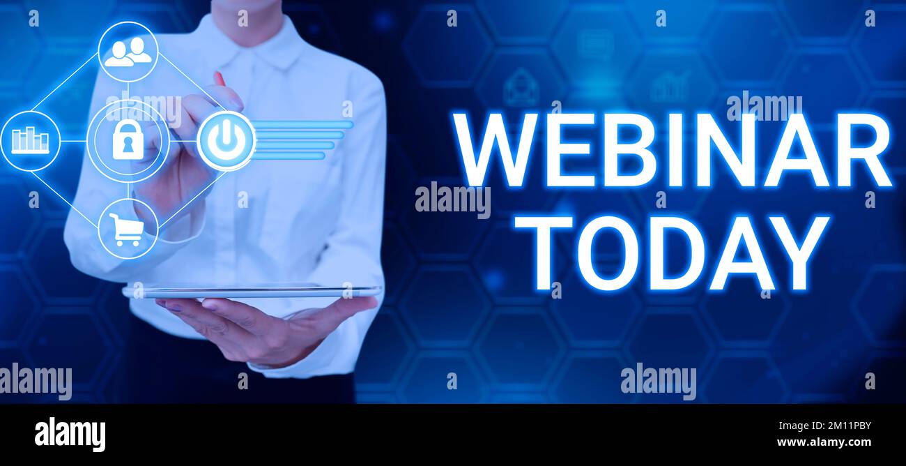 Writing displaying text Webinar Today. Concept meaning live online ...