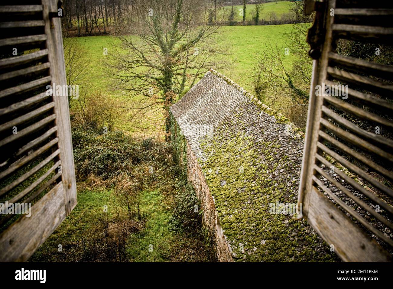 Rural landscape seen from a farm window Stock Photo - Alamy