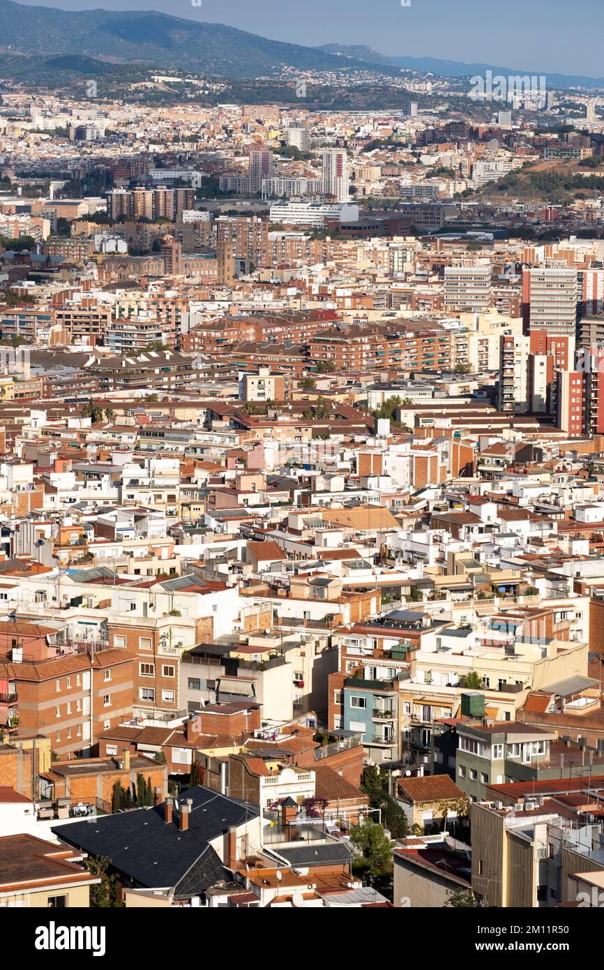 Aerial view of apartment buildings in the city of barcelona hi-res ...