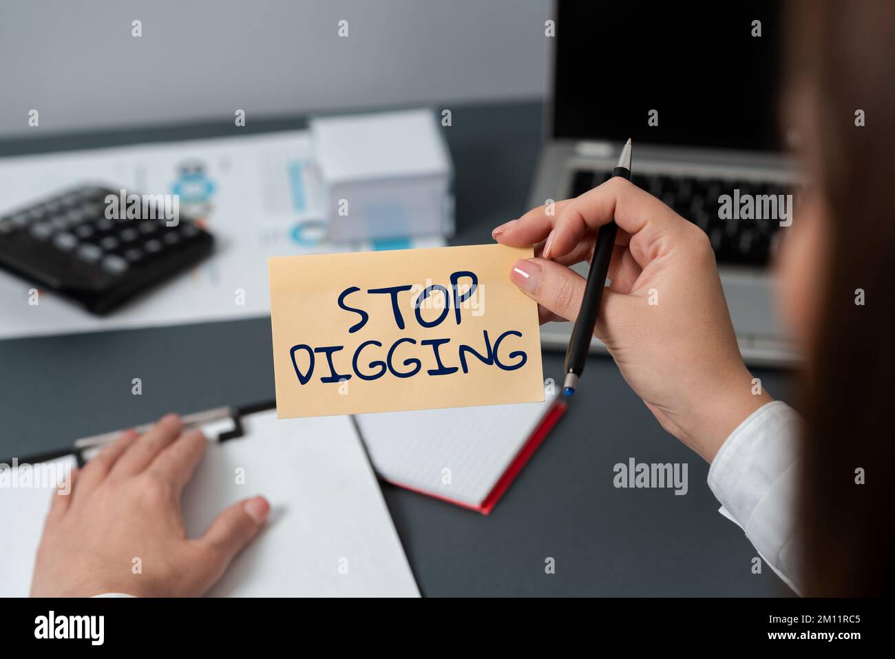 Text showing inspiration Stop Digging. Word Written on Prevent Illegal ...