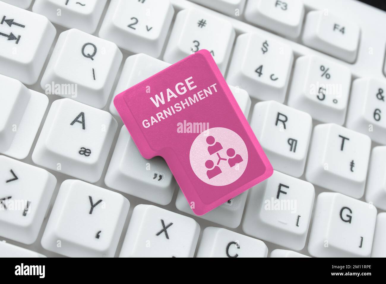 Sign displaying Wage Garnishment. Word Written on Deducting money from ...