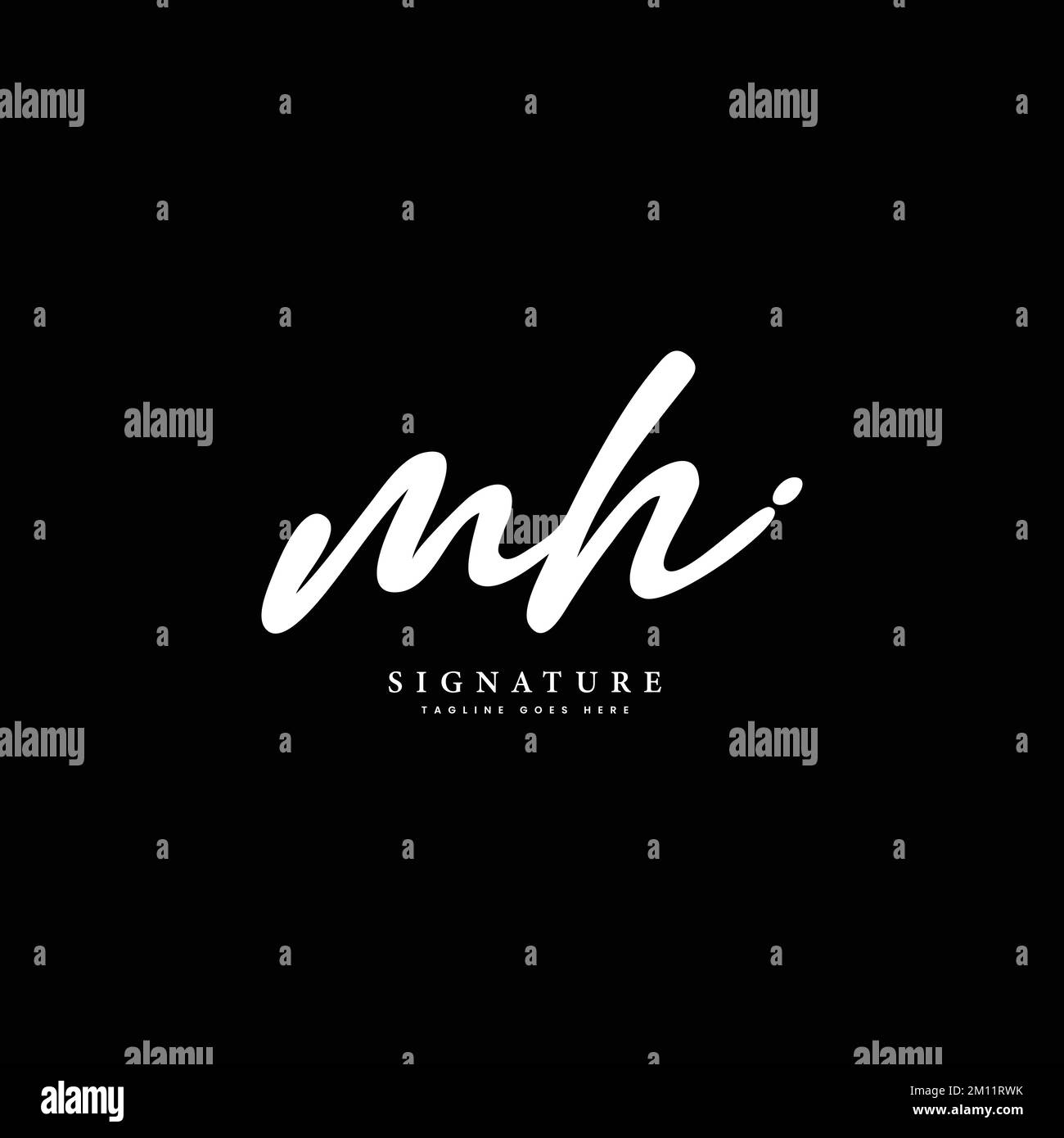 M H MH Initial letter handwritten and signature vector image, modern style in joining template ...