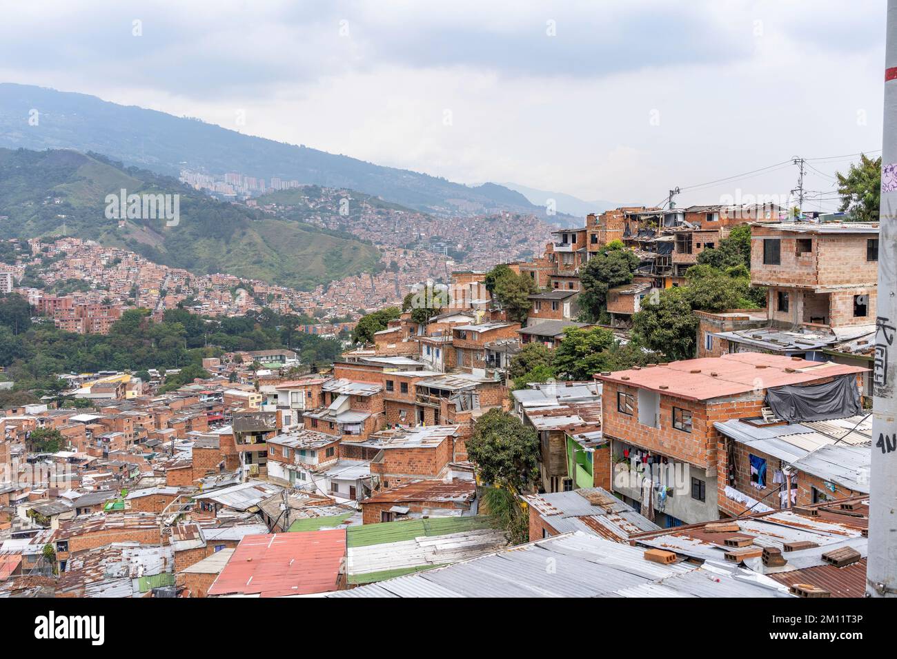View over the roofs of the neighborhood comuna 13 hi-res stock ...