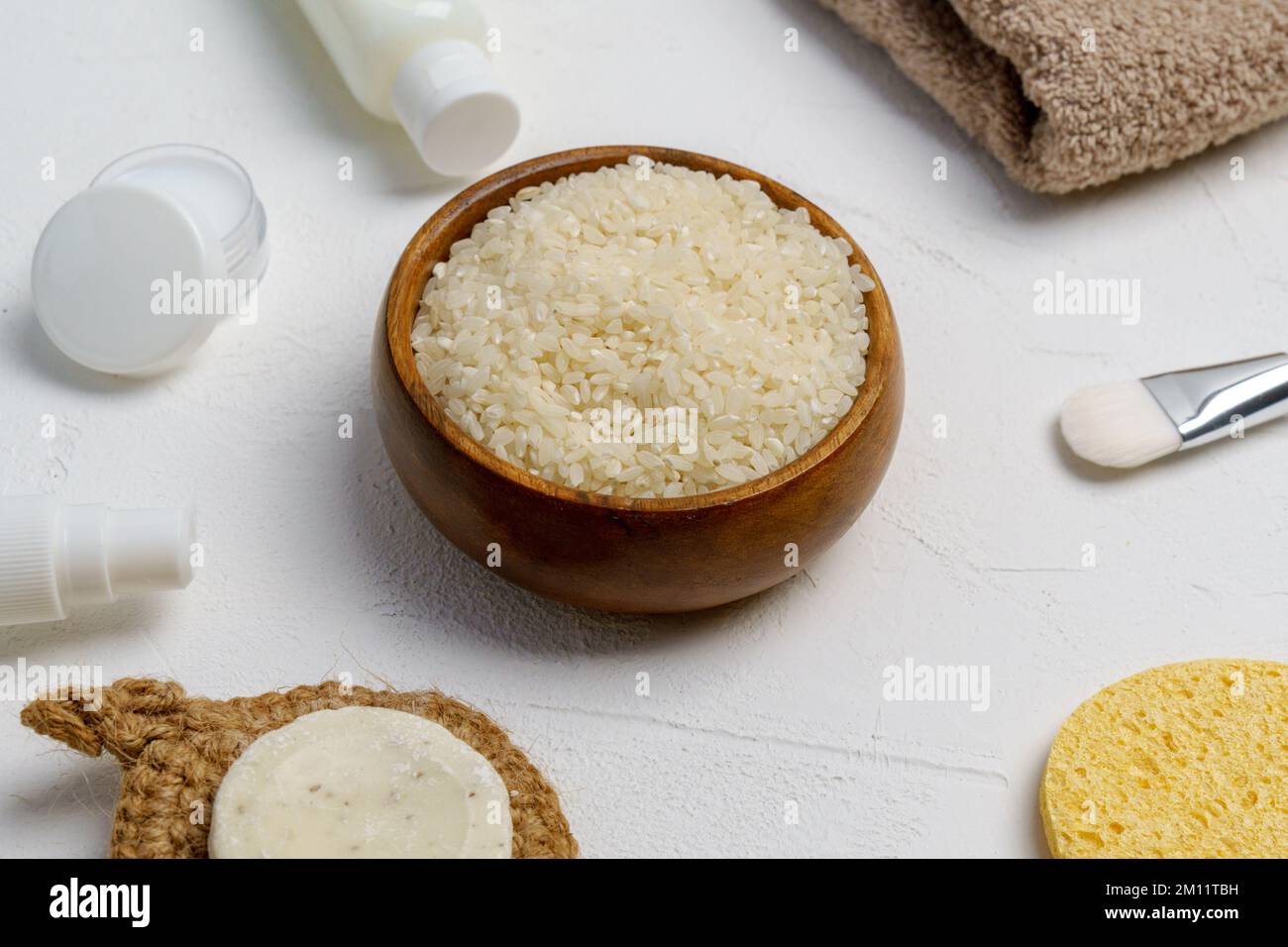 Natural homemade cosmetics based on fermented rice product Stock Photo ...