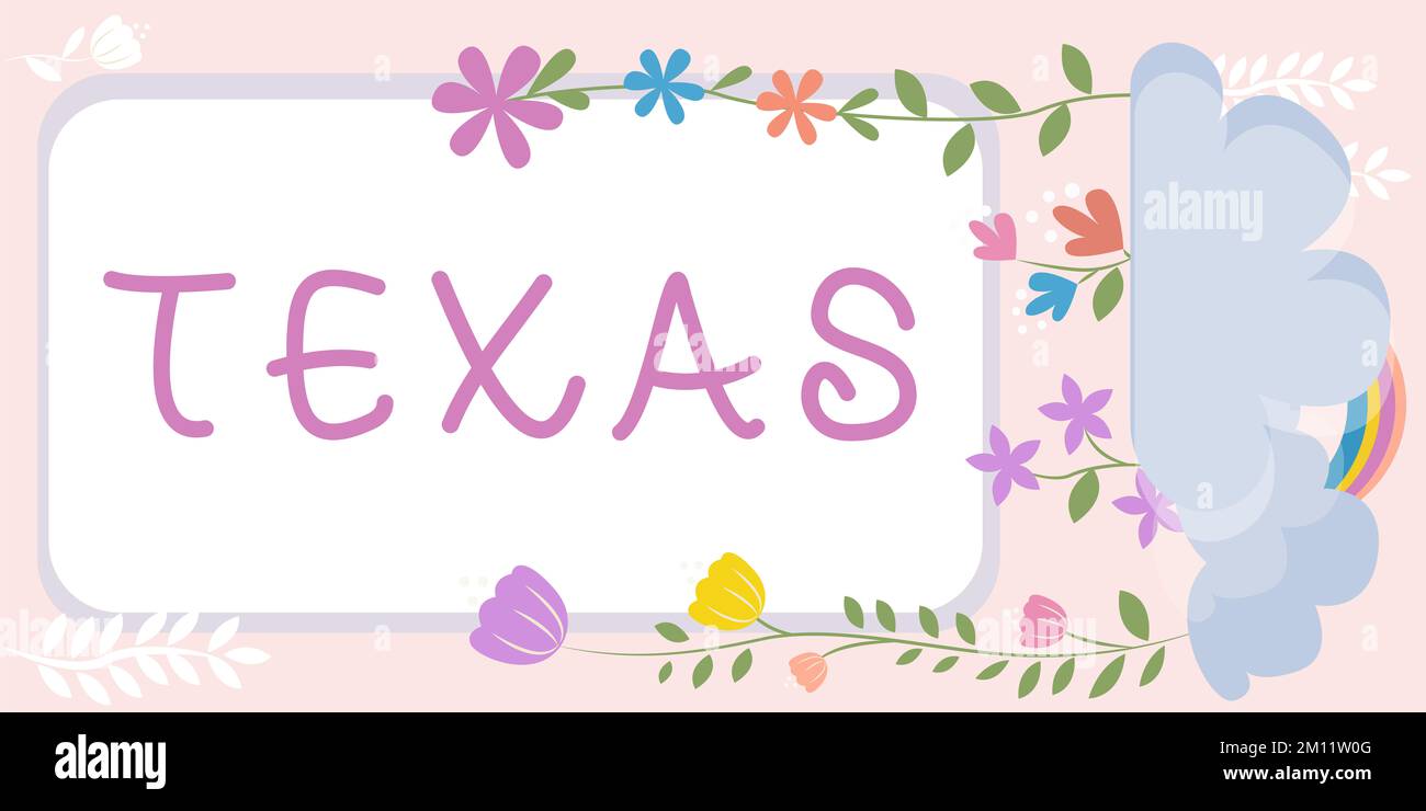 Text sign showing Texas. Word for based on Caddo word taysha meaning ...