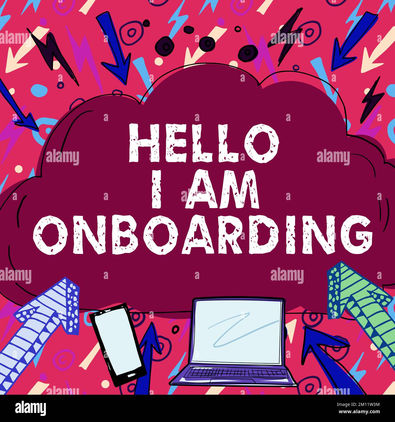 Hand writing sign Hello I Am Onboarding. Business approach Action Process of integrating a new ...
