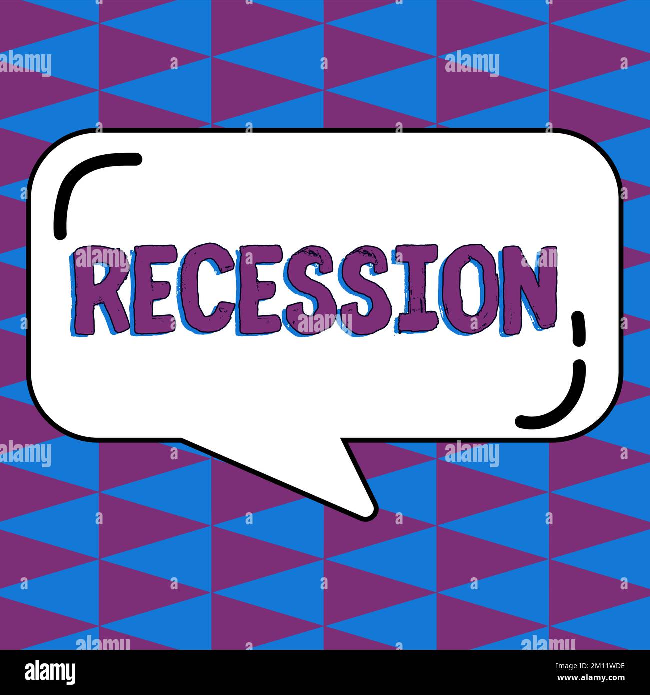 Text caption presenting Recession. Business showcase the process of progressive decrease in ...