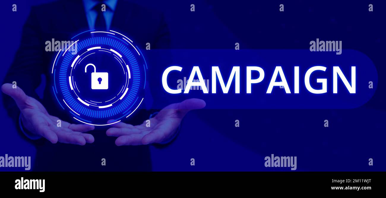 Inspiration showing sign Campaign. Business idea organized course of ...