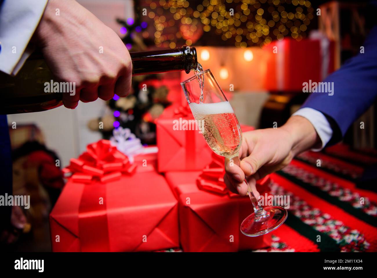 Drink champagne or sparkling wine. Celebrate new year with champagne ...