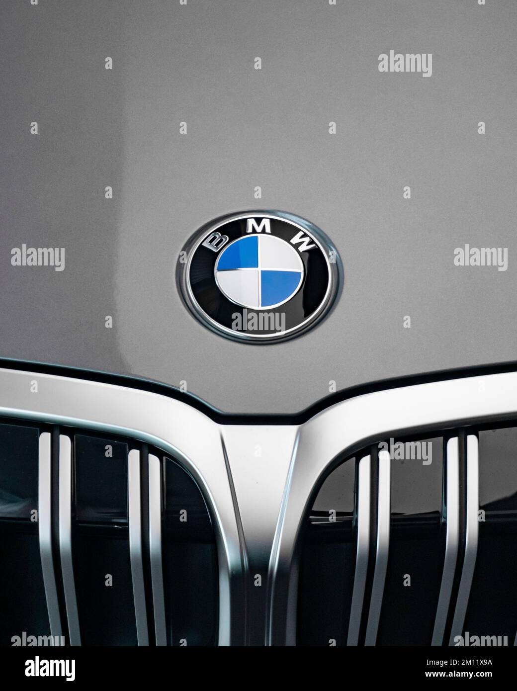 A closeup shot of the BMW logo and part of the front grill Stock Photo ...