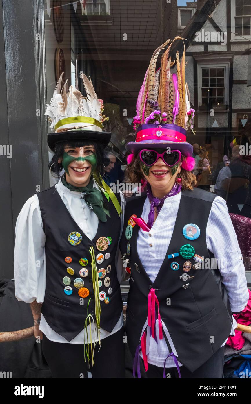 England, Kent, Rochester, Portrait of Women in Morris Dancing Costume ...