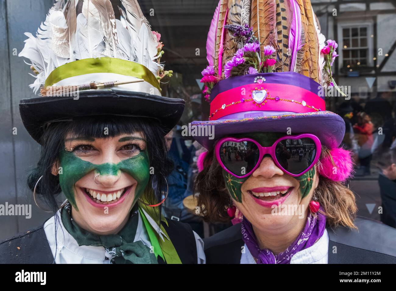England, Kent, Rochester, Portrait of Women in Morris Dancing Costume ...