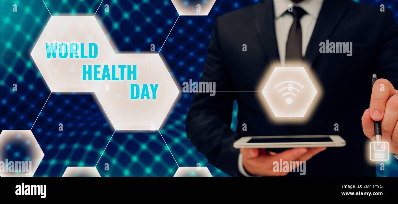 Inspiration showing sign World Health Day. Word for Global health ...